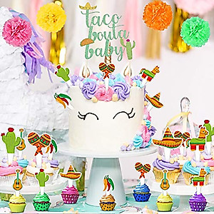 Ayamuba Taco Bout a Baby Decoration,Mexican Birthday Party Decoration with Fiesta Paper Fans, Taco Bout a Baby Banner, Cactus Balloons for Fiesta Baby Shower Decoration, Wedding Décor