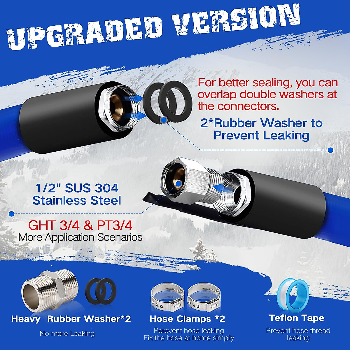 Scilulu 30FT 15FT Heated Water Hose for RV,Rv Water Hose,-45 ℉ Antifreeze Heated Drinking Garden Water Hose,Rv Accessories (15FT)