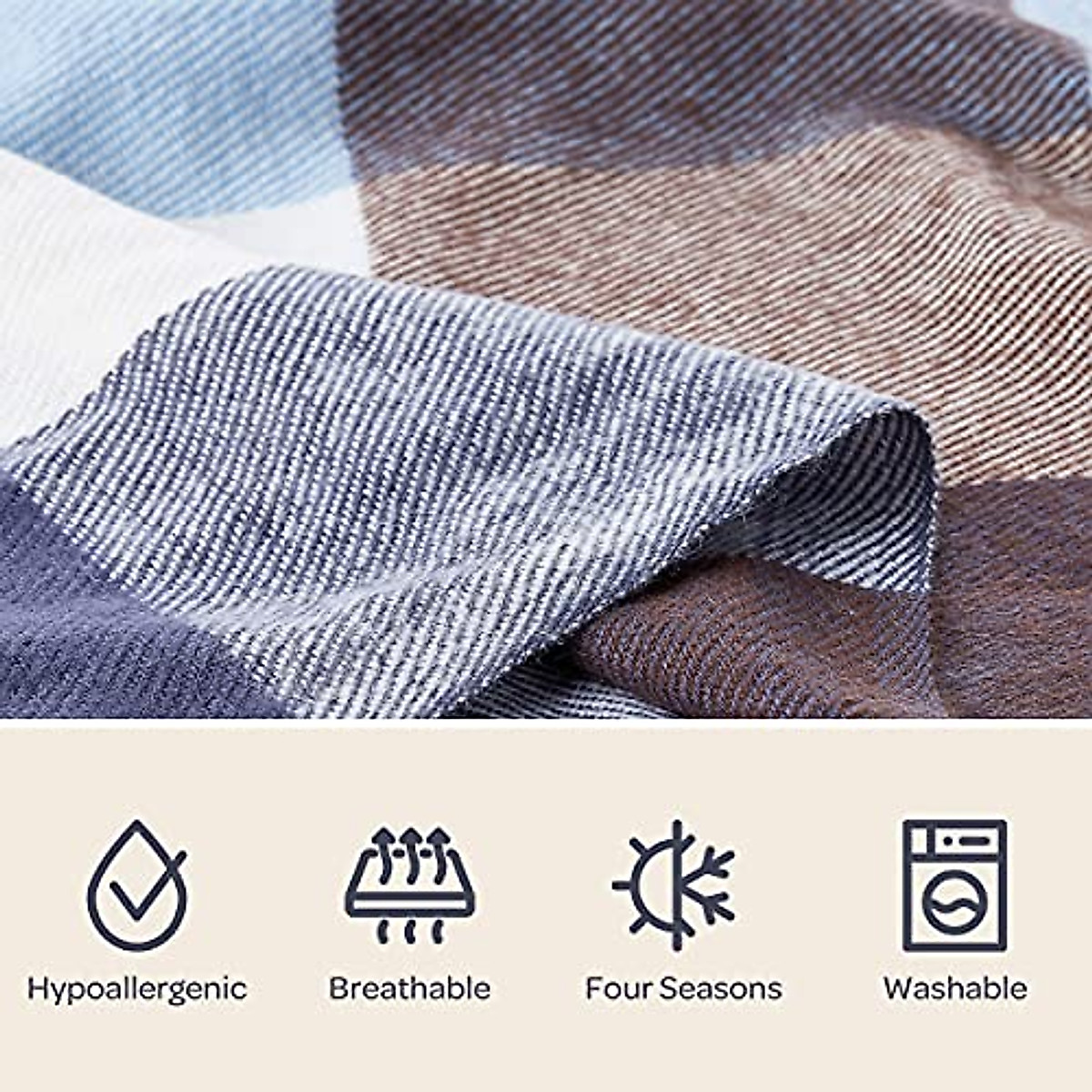 Lavish Home Allure Plaid Soft Blanket-Oversized, Luxuriously Fluffy, Vintage-Look and Cashmere-Like Woven Acrylic-Breathable and Stylish Throws