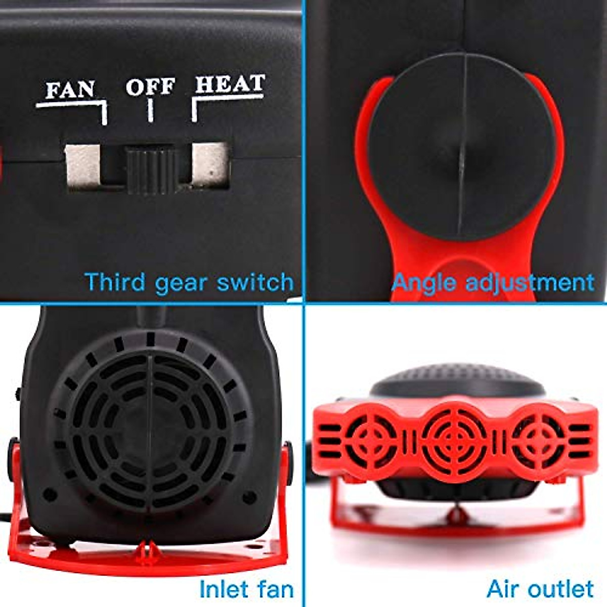 Car Heater, Portable 12V 150W Car Fan 2 in 1 Fast Heating & Cooling with Air Purification Function Plug-in Cigarette Lighter Car Defroster(Red)
