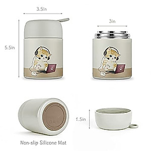 Funkrin 16oz Thermos for Hot Food, Stainless Steel Lunch Box for Kids Adults, Insulated Food Jar with Folding Spoon, Vacuum Leak Proof Soup Container for Hot & Cold Food