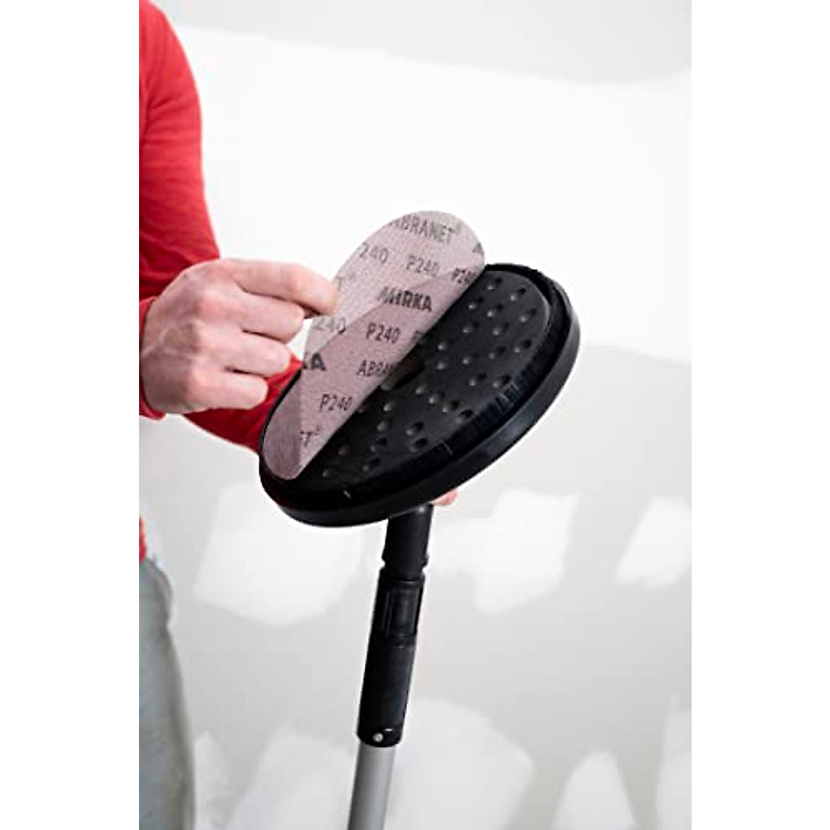 Hyde Dust-Free Sander Kit 9-inch Round with Two-piece Lightweight Extension Pole, Pivoting Head For Walls or Ceilings, Included 6 Foot Hose with Suction Control Valve Joins with Your Wet/Dry Vacuum