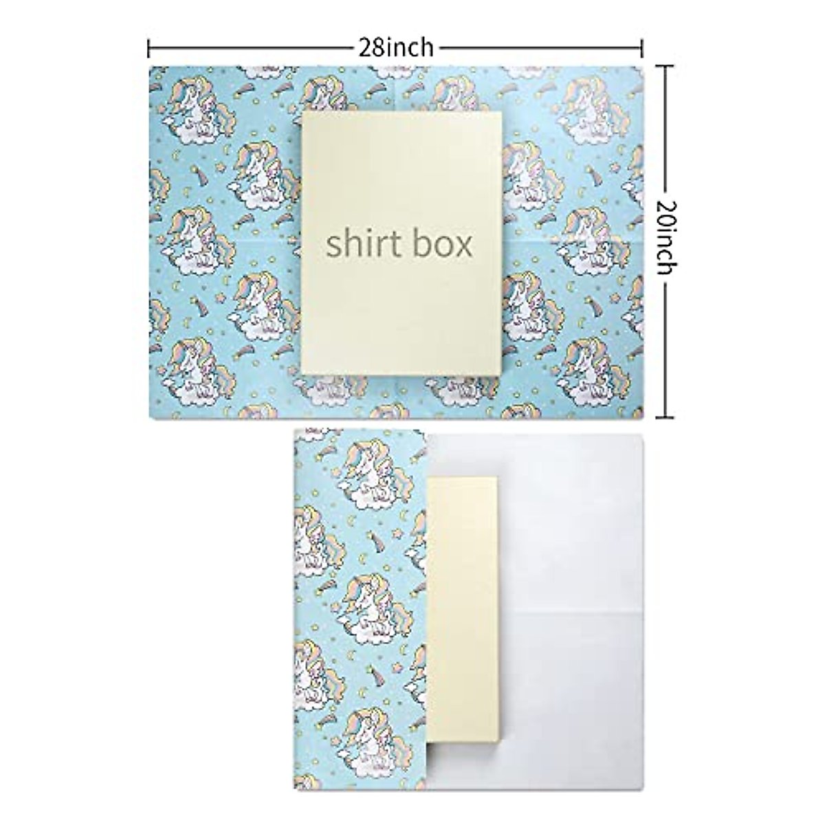 FIEHALA Flat Wrapping Paper Sheets - 8 Sheets with 4 Unicorn Patterns - Pre Cut & Folded Flat Design (20 inches × 27.5 inches per sheet)