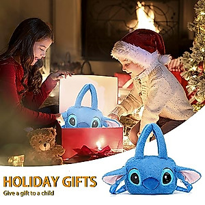 NanWind Stitch adjustable shoulder strap crossbody bag, zippered handbag. Stitch plush animal soft doll, cute children's gift (blue)
