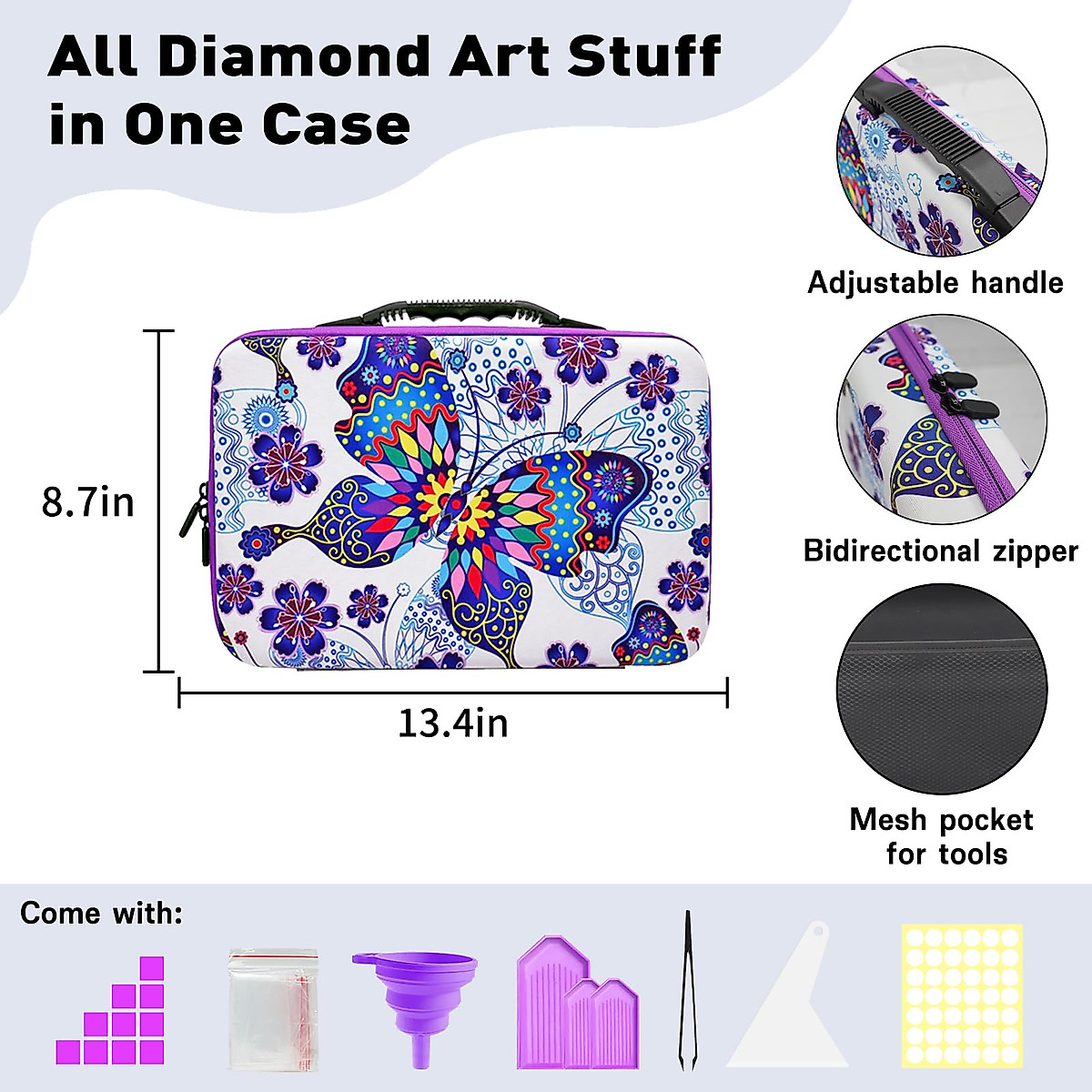 ZORETCO Diamond Painting Storage Containers,60 Slots Diamond Painting Accessories with Tools for Diamond Art Organizer Craft Jewelry Beads Storage Box