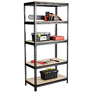 Tangkula 5-Tier Steel Storage Shelves, 73” Heavy Duty Garage Shelf with Adjustable Shelves, Boltless Shelving Unit for Free Combination, Metal Muscle Rack for Home Office Garage (4, Black)