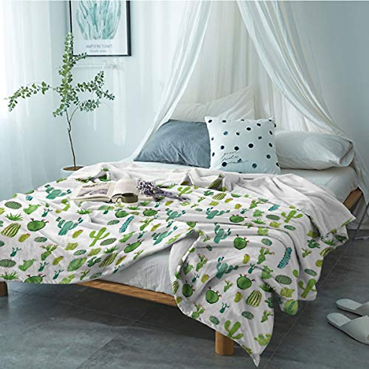 Plush Fleece Throw Blanket | Fuzzy, Soft, Warm, Cozy, Reversible Blanket for Bed Couch Sofa Chair Travel- 39" x 49" Catus Collection