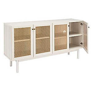 Safavieh Home Collection Piran White and Gold 4-Door 2-Shelf Media (65-inch Flat Screen) TV Stand