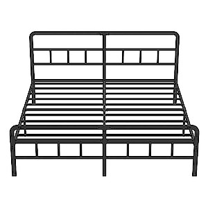 Richwanone 14 inch California King Bed Frames with Headboard and Footboard, Heavy Duty Metal Platform with Steel Slat Support, No Box Spring Needed, Easy Assembly, Black