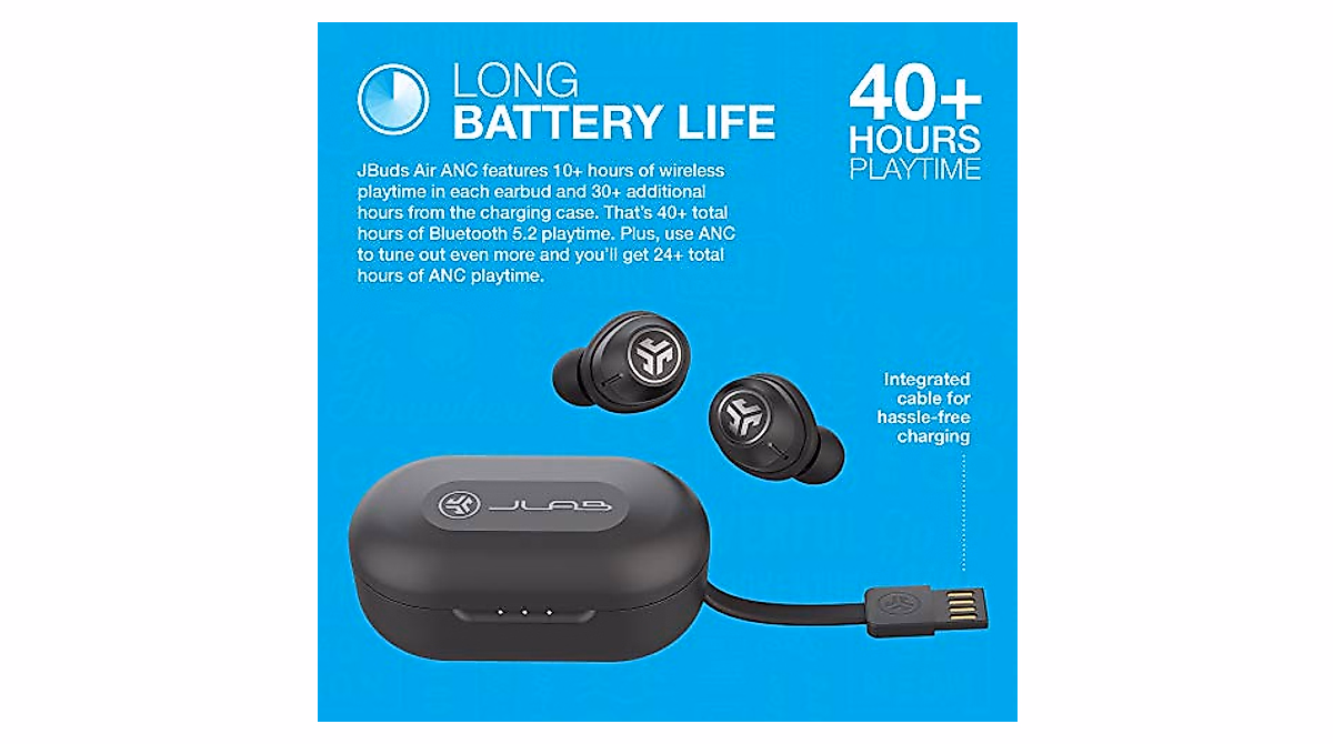 JLab JBuds Air ANC Wireless Earbuds | Active Noise Canceling & Long Battery