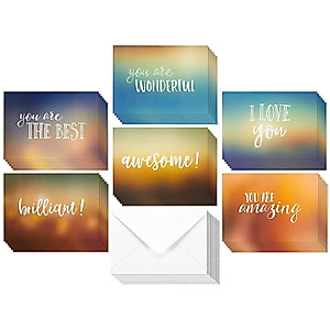 36 Pack Blank A7 Encouragement Greeting Cards with Envelopes, Inspirational 5x7 Note Cards with Motivational Quotes, 6 Designs