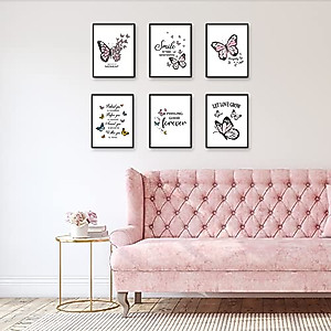 SIKYUCOR Inspirational Butterfly Wall Art Canvas Prints Motivational Positive Quotes Poster Gallery Wall Art Picture Wall Decor Gift for Girls Bedroom Living Room Decoration (8"x10" UNFRAMED)