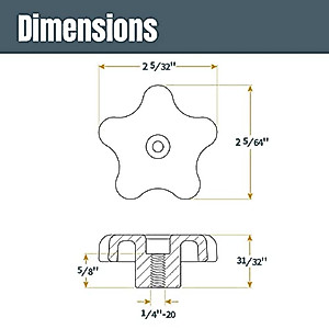 POWERTEC 71070 T Track Knob Kit w/ 5 Star Knob, 1/4-20 Threaded Bolts and Washers, 12 Piece Set, T Track Bolts, T Track Accessories for Woodworking Jigs and Fixtures