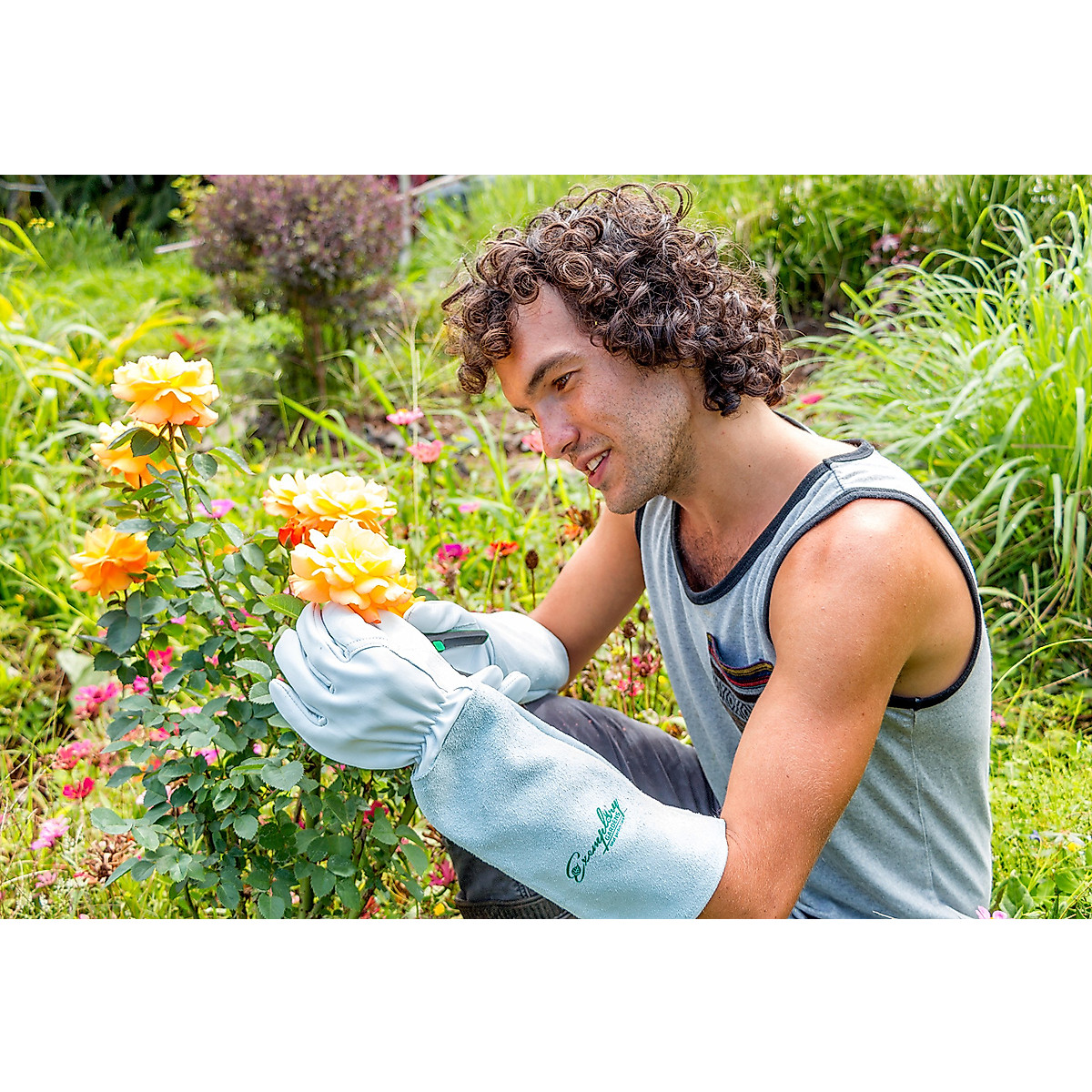 Rose Pruning Gloves for Men and Women - Thorn Proof Goatskin Leather Gardening Gloves with Gauntlet (Extra Large，Natural)