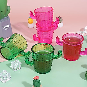 ZZYFGH Plastic Cactus Shot Glasses(Set of 12), 2 Oz Pink Cute Cactus Tequila Glasses for Western, Bachelorette, Cinco de Mayo, Tequila, Fiesta Themed Party Supplies
