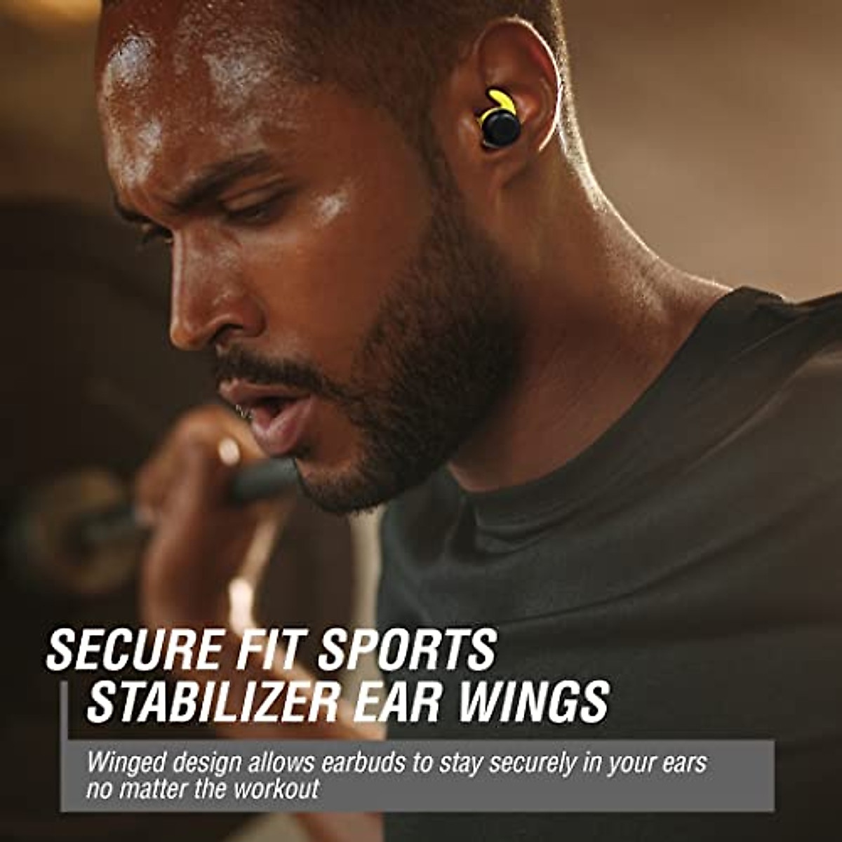 Volkano Momentum Series Sports Earbuds Bluetooth Wireless - Wireless Earphones with Removable Ear Hooks, Waterproof True Wireless Sports Earbuds, Running & Workout Bluetooth Earphones (Yellow)