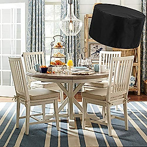 XYXH Round Patio Table Cover 53" D x 31" H, Outdoor Garden Furniture Covers, Patio Furniture Covers Waterproof, Durable Breathable Oxford Fabric Anti-Rain Anti-Snow Sun Protection