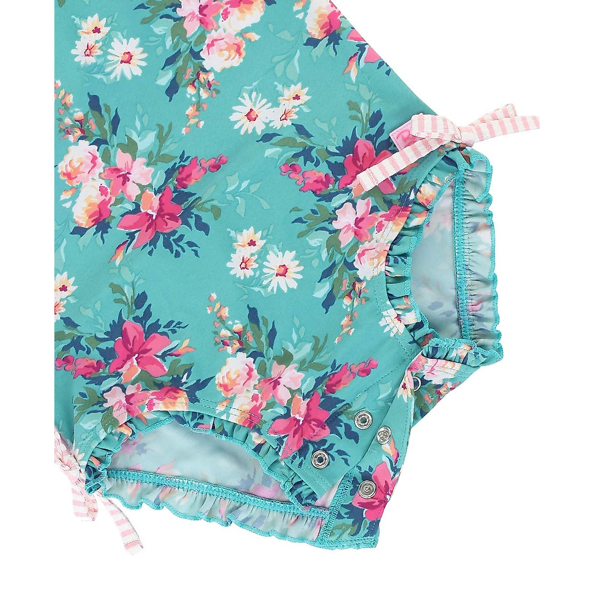 RuffleButts Baby Girls UPF 50+ Sun Protection Floral Printed Long Sleeve One Piece Rash Guard Swimsuit with Zipper - Fancy Me Floral, 2T