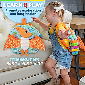 Buckle Toys - Breezy Pterodactyl Dinosaur Backpack - Educational Pre-K Learning Activity Toy - Develop Fine Motor Skills - Great Gift for Toddlers and Kids