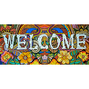 SJPrinter Inspirational Motivational Wall Art, Giant Coloring Poster Mandala for Kids and Adults - Great for Girls, Boys, Arts and Crafts, Care Facilities, Schools, Family Time, Groups (WELCOME, 24" x 52")