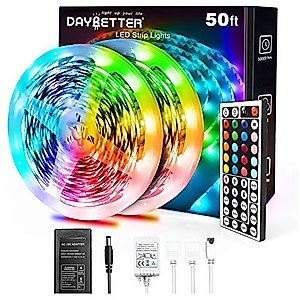 DAYBETTER Led Strip Lights 50ft, Color Changing Led Light Strip with Remote Control, 5050 RGB Strip Lighting Suitable for Easter Decor, Living Room, Kitchen, Home Party Decoration (2 Rolls of 25ft)