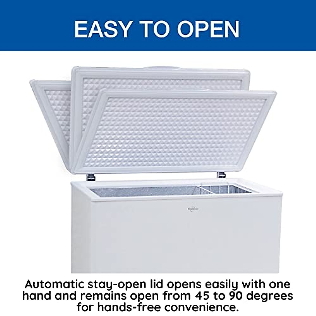 Koolatron Large Chest Freezer, 7.0 cu ft (195L), White, Manual Defrost Deep Freeze, Storage Basket, Space-Saving Flat Back, Stay-Open Lid, Front-Access Drain, for Basement, Laundry Room, Cottage