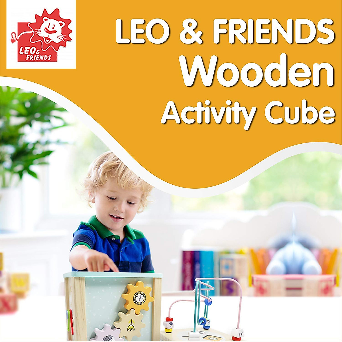 Leo & Friends Alice Activity Cube - Wooden Activity Cube for Babies - Preschool Shape Sorter and Maze Toy for Toddler - Educational Montessori Toy for Boys and Girls of Ages 18month+