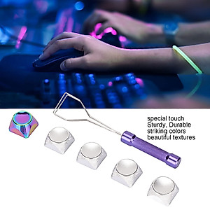 5Pcs Metal Keycaps, XDA Keycaps with Key Puller Special Touch Color Plating Beautiful Textures Decorative Compatible with Mechanical Gaming Keyboard(Silver)