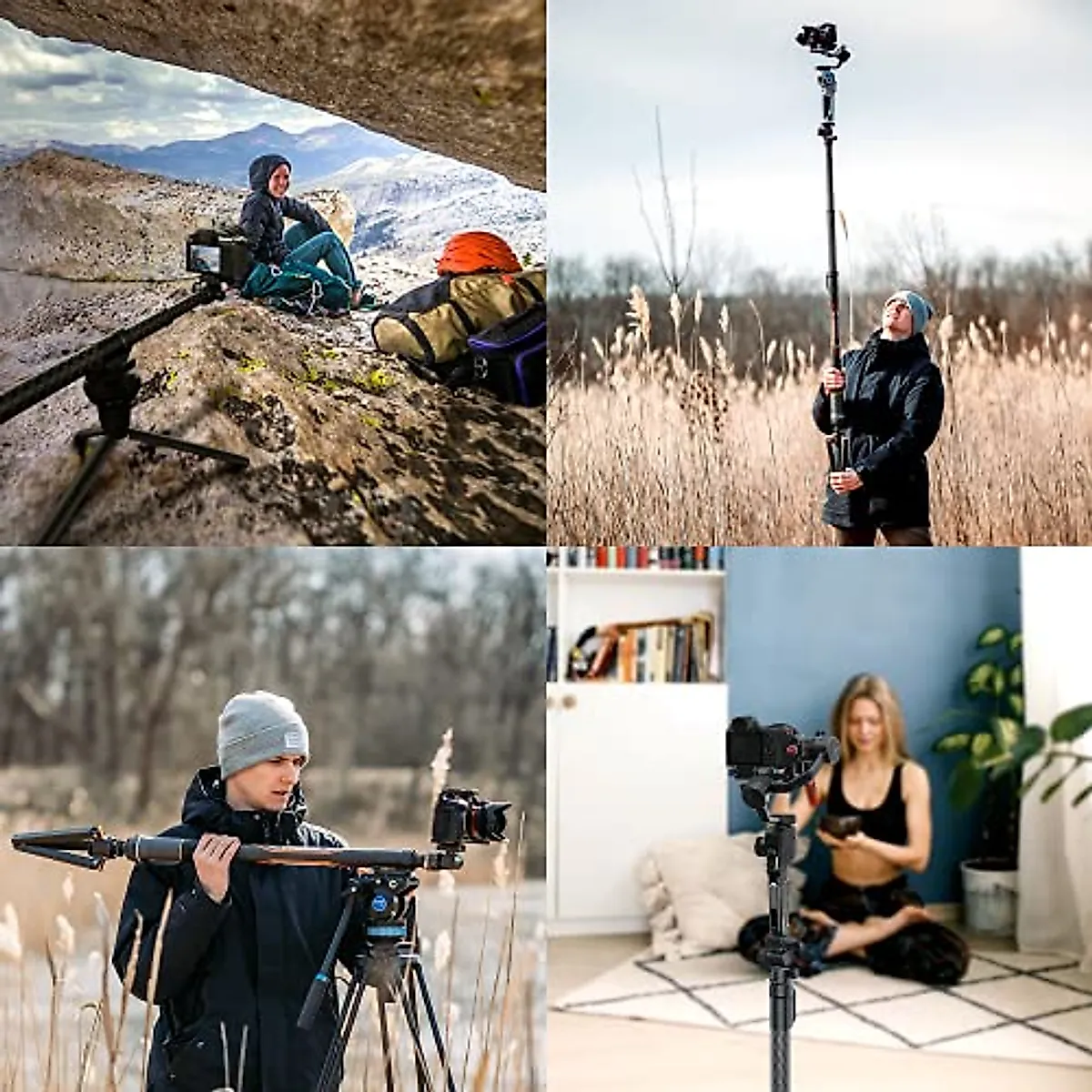 MOZA Slypod Pro Slider Motorized Monopod Camera Sliders Made of Light-Weight Carbon Fiber Vertical Payload 13Lb Extend Out 520mm 5.5H Running Time with Pan and Tilt Head & Tripod
