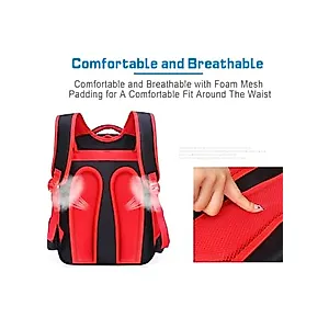 EFBJIXY Kids Backpack Spider Bookbags Boys Schoolbag With Lightweight Water Resistant (red black)