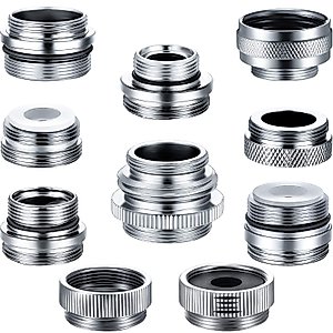 Faucet Adapter Kit Kitchen Sink Brass Aerator Adapter Solid Male/Female Faucet Adapter to Connect Garden Hose, Water Filter, Standard Hose via Diverter (10 Pieces,Multiple Sizes)