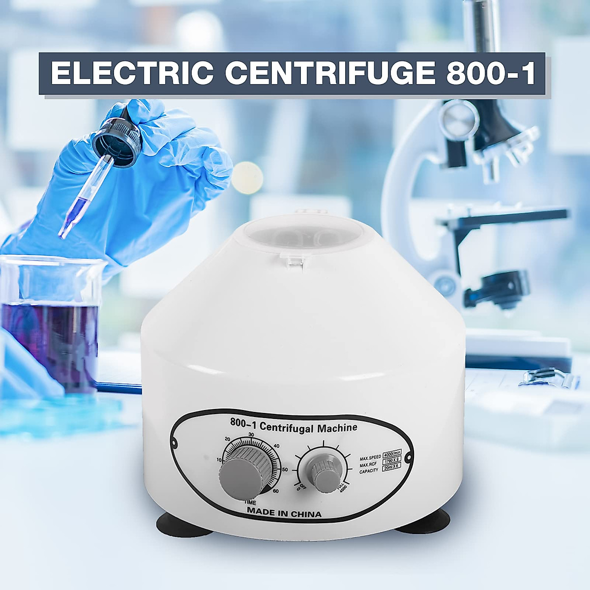 LFGUD Electric Centrifuge Machine 6x20ml Desktop Lab Centrifuge Machine with Timer and Speed Control for Plasma Blood PRP, 4000 RPM, 110V