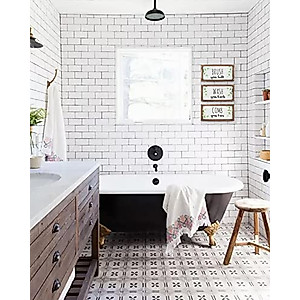 ABRADZ Bathroom Wall Decor Rustic Wood Farmhouse Bathroom Wall Decor Country Bathroom Decor Bathroom Sign & Plaque (Set of 3) Wash Your Hands Brush Your Teeth Comb Your Hair Bathroom Decorations