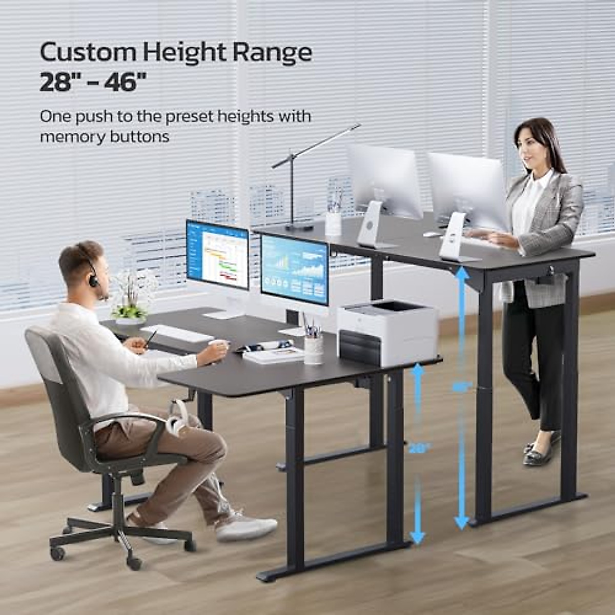 Dripex Adjustable Electric Standing Desk, 63 inch, Brown Walnut