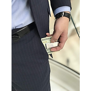 M-Clip Stainless Steel Blackout Money Clip (Chevron) - Cash and Credit Card Holder for Men - Minimalist Slim Wallet Alternative