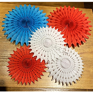 Dr Seuss Cat in The Hat Birthday Decorations Thing 1 and Thing 2 Decorations/Cat in The Hat Baby Shower Decorations/Turquoise Red Tissue Paper Fans for Circus Carnival Birthday Party Decorations