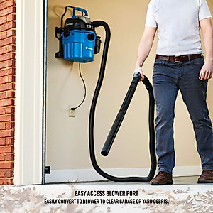 Vacmaster VWM510 5-Gallon 5 Peak HP Remote Control Wall Mount Wet/Dry Shop Vacuum , Blue