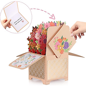 Giiffu Flower Pop Up Card, Colorful Flowers & Butterflies, Handmade 3D Greeting Cards For Her with Note Card and Envelope for All Occasion, Mothers Day, Thanksgiving, Thank You Card(7" x 6.7")