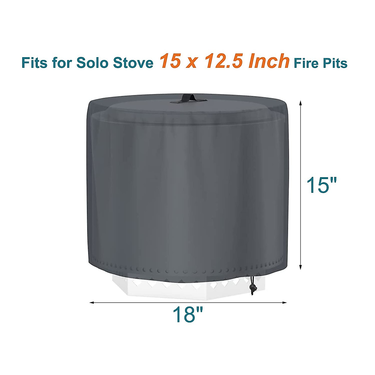 Fire Pit Cover for Solo Stove Bonfire 15" Fire Pit, 600D Heavy Duty Polyester Weatherpoof Cover for Solo Stove Yukon Professional Firepit Bonfire Shelter