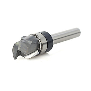 SICWOOD Solid Carbide Compression Flush Trim Router Bit 1/4 Shank, 2+2 Flute, 1/2" Diameter, 1/2" Cutting Length, Pattern and Mortising Trim Router Bit, Template Top Bearing Router Bit