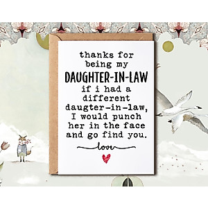 NTVShop Thanks Card - For Being My Daughter-In-Law Card - Funny Birthday Card - Funny Daughter-In-Law Christmas - Gift For Her