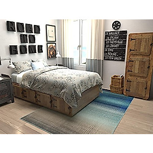 Unique Loom Estrella Collection Distressed, Gradient, Dark Colors, Abstract, Modern Area Rug, 5 ft x 8 ft, Blue/Beige