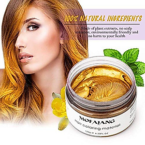 MOFAJANG Unisex Hair Wax Color Dye Styling Cream Mud, Natural Hairstyle Pomade, Washable Temporary,Party Cosplay (Gold)