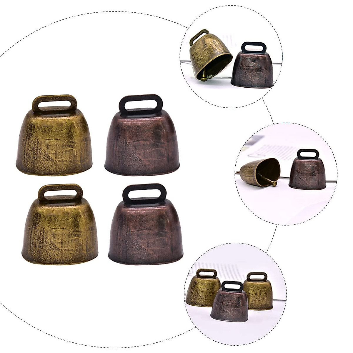 SEWACC 12 pcs Cow Horse Farm Animal Bell Cow Bell Sheep Bells Sheep Grazing Copper