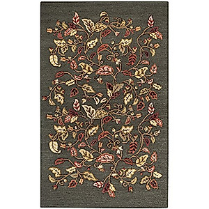 MARTHA STEWART x SAFAVIEH MARTHA STEWART Hand Tufted Autumn Woods Francesca Black Wool Rug, Francesca Black, 5' x 8'
