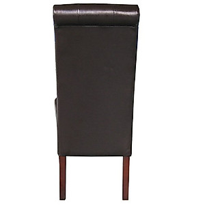 SIMPLIHOME Cosmopolitan Parson Dining Chair (Set of 2), Tanners Brown Faux Leather and SOLID WOOD, Square, Upholstered, For the Dining Room, Contemporary Modern