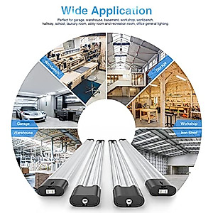 Ensenior 10 Pack Linkable LED Utility Shop Light, 4 FT 4400lm, 36W Equivalent 280W, 5000K Daylight, 48 Inch Integrated Fixture for Garage&Workbench, Surface or Hanging Mount, Black, ETL Certified