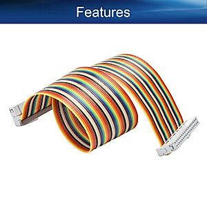 Heyiarbeit 2pcs IDC Rainbow Wire Flat Ribbon Cable 34 Pin 30cm Length 2.54mm Pitch
