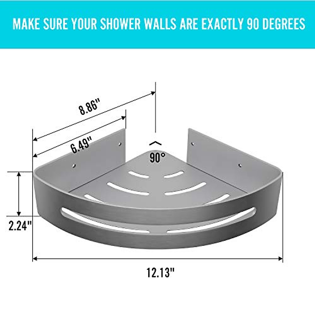 SEVENS No Drilling 2 Tiers Bathroom Corner Shelf Organizer for Shower Kitchen Storage Durable Space Aluminum Shower Caddy with Removable Hooks