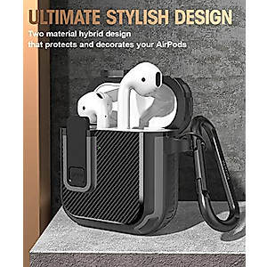 Koaichi for AirPods 2nd/1st Generation Case, Full-Body Ultra-Hard Shell Protective Cover with Lock, Powerful Drop Protection, Well Built Case Designed for AirPods 2/1, Black